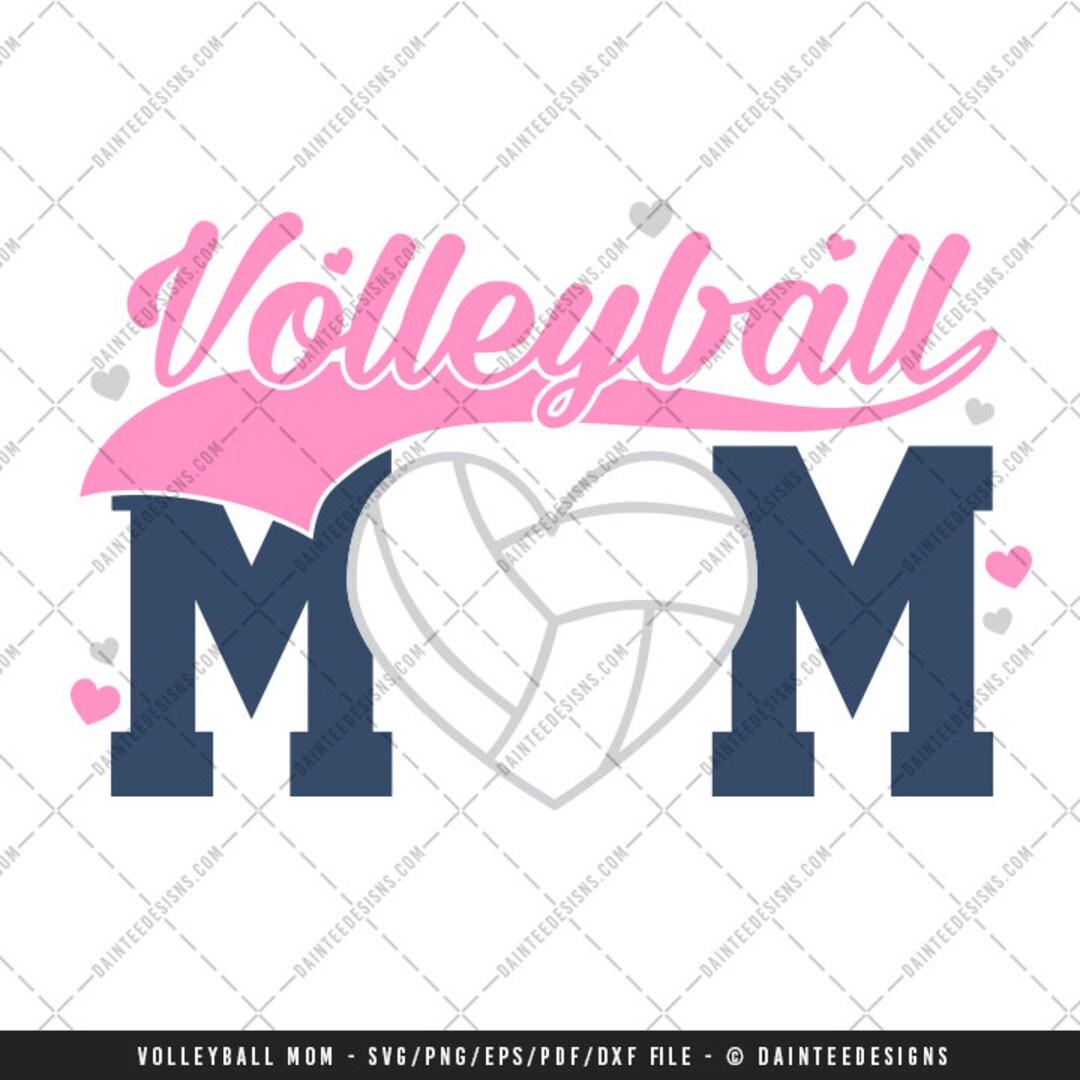 Volleyball Mom Heart - SVG, Vector, DXF, EPS, Digital Cut File ...