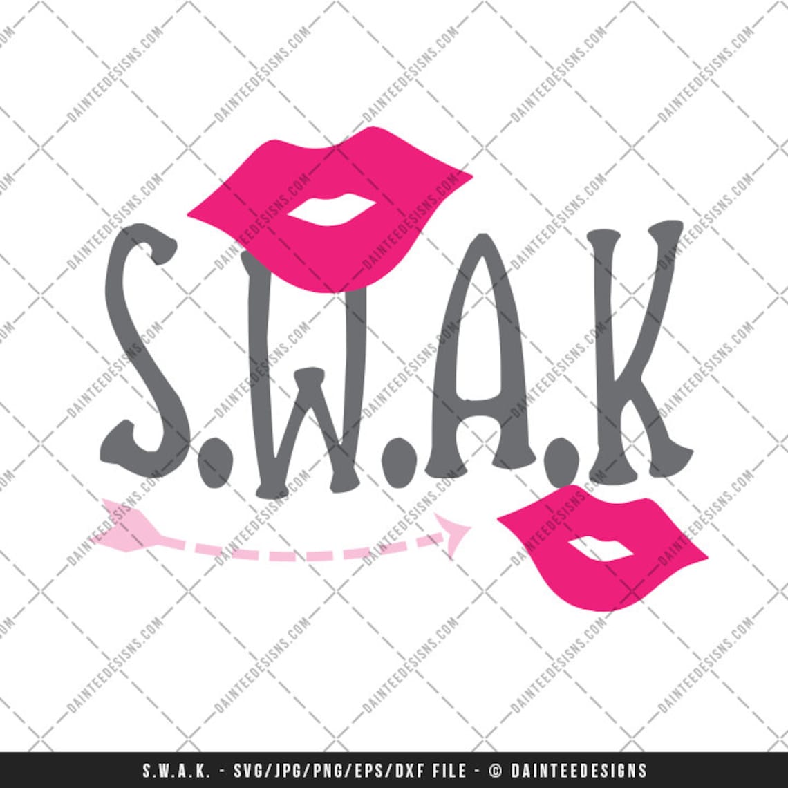 SWAK Sealed With A Kiss SVG DXF Png Eps File Valentine's | Etsy