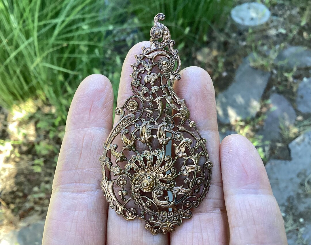 Brass Filigree, French Filigree, Teardrop Filigree, 70mm X 35mm - Etsy