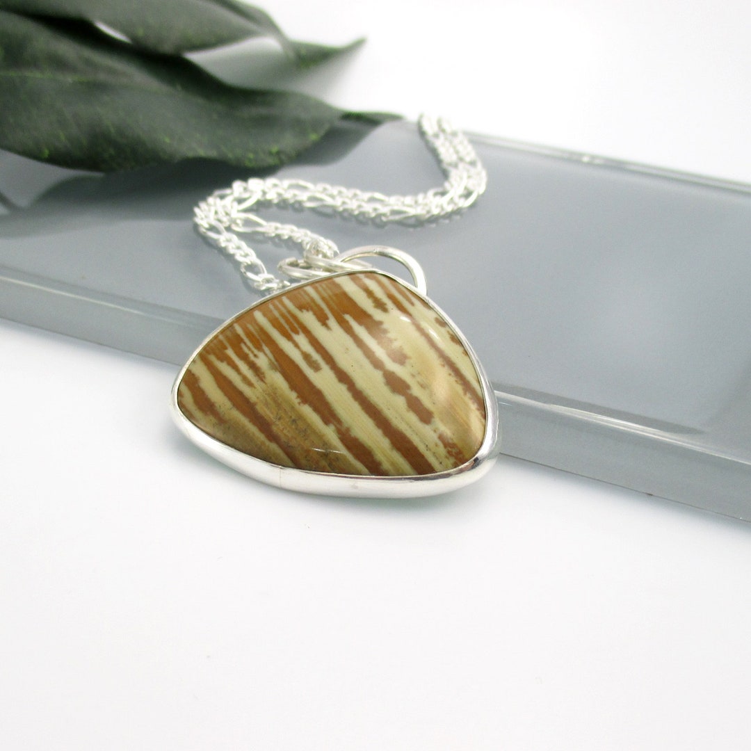 Unique Jasper Gemstone Necklace With 18" Sterling Silver Chain - Etsy