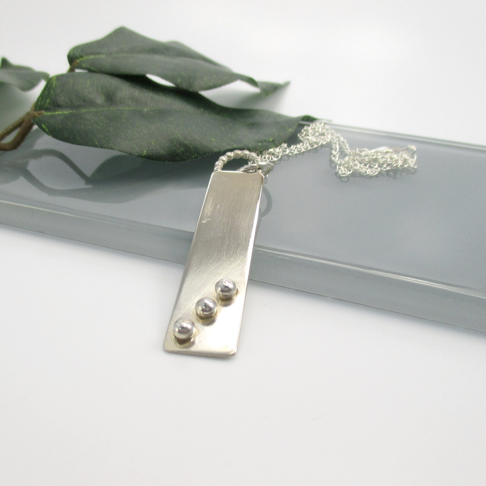 Sterling Silver and Fine Silver Rectangle Pendant - Etsy