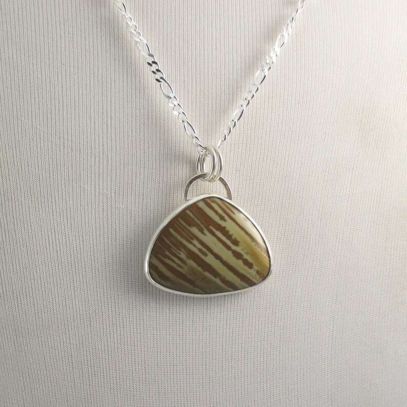 Unique Jasper Gemstone Necklace With 18" Sterling Silver Chain - Etsy
