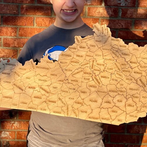 Digital State of Kentucky With Counties Map SVG & PDF Puzzle - Etsy