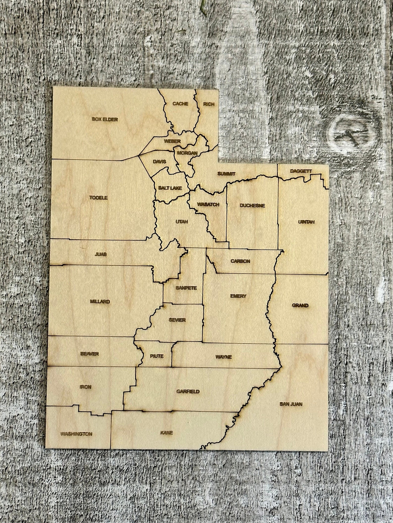 Digital State of Utah With Counties Map SVG, PDF, DXF, & Eps Puzzle ...