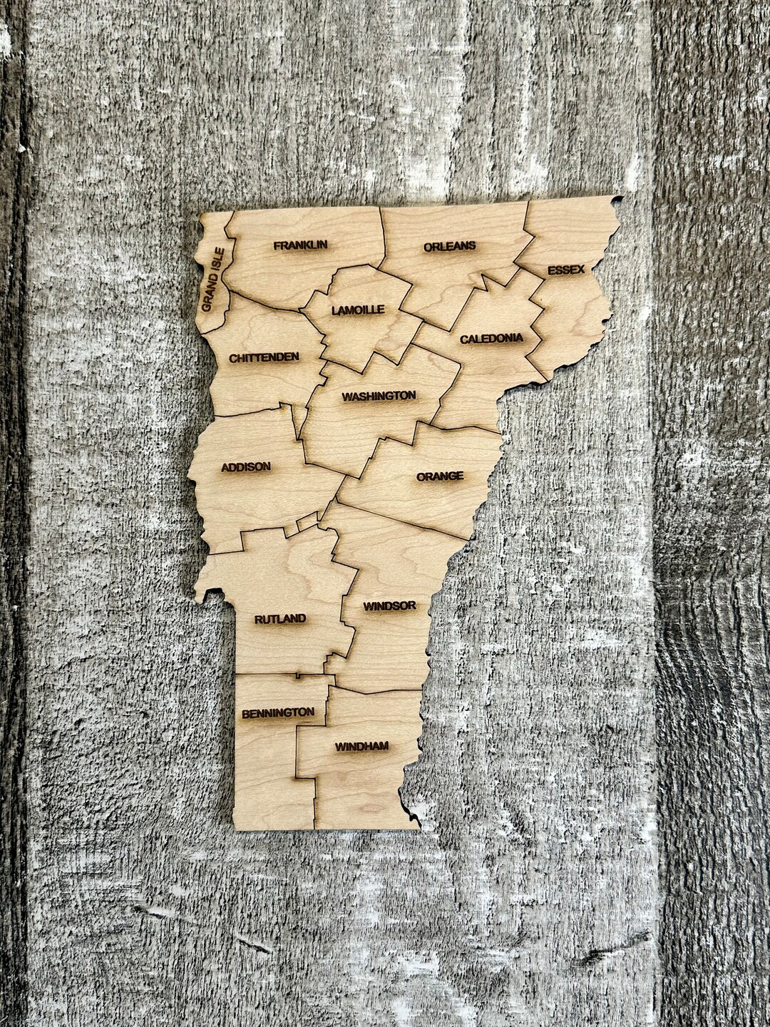 Digital State of Vermont With Counties Map SVG, PDF, DXF, & Eps Puzzle ...