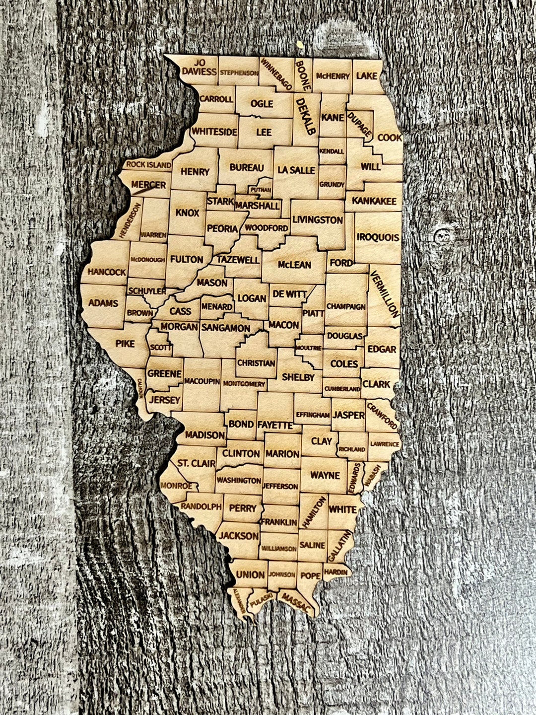 Digital State of Illinois With Counties Map SVG, PDF, DXF, & Eps Puzzle ...