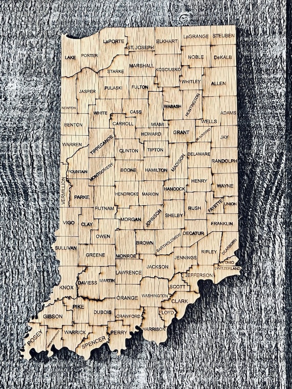 Digital State of Indiana With Counties Map SVG PDF DXF & - Etsy