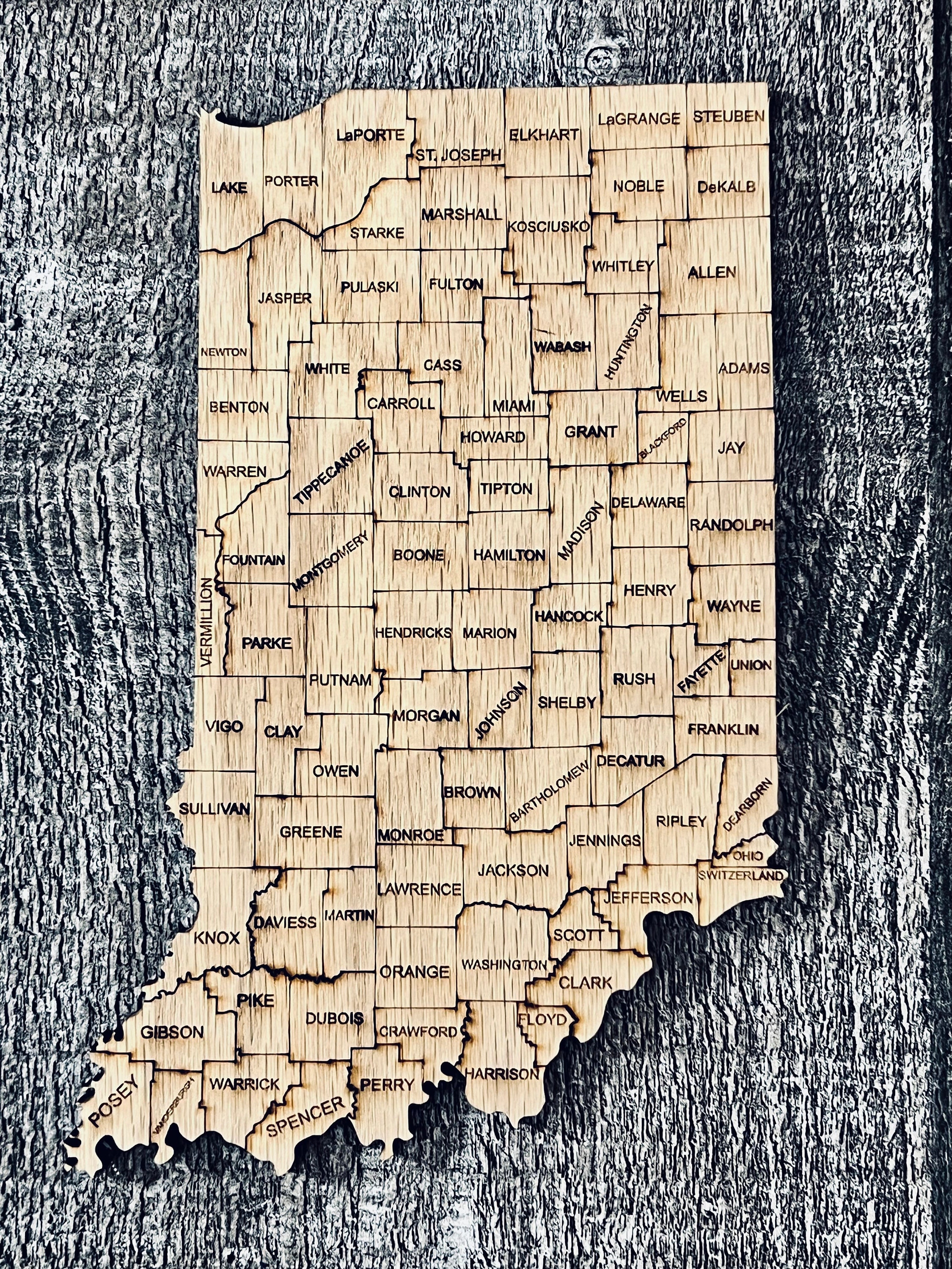 Digital State of Indiana With Counties Map SVG, PDF, DXF, & Eps Puzzle ...