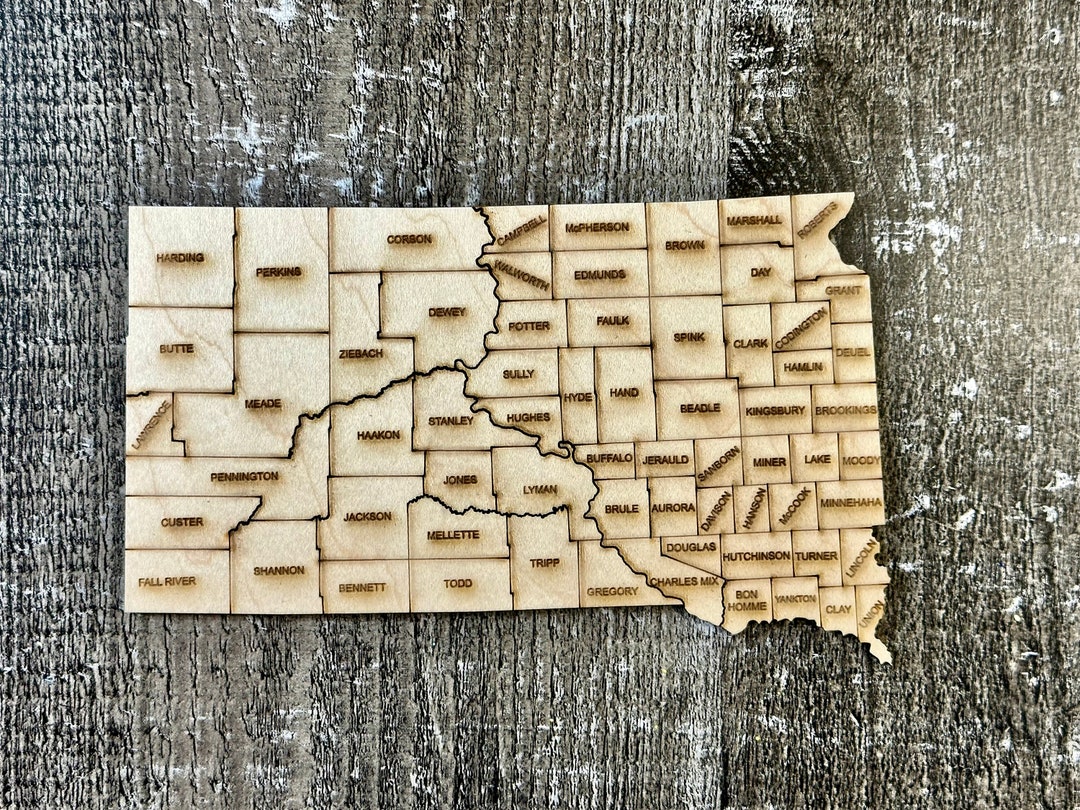 Digital State of South Dakota With Counties Map SVG, PDF, DXF, & Eps ...