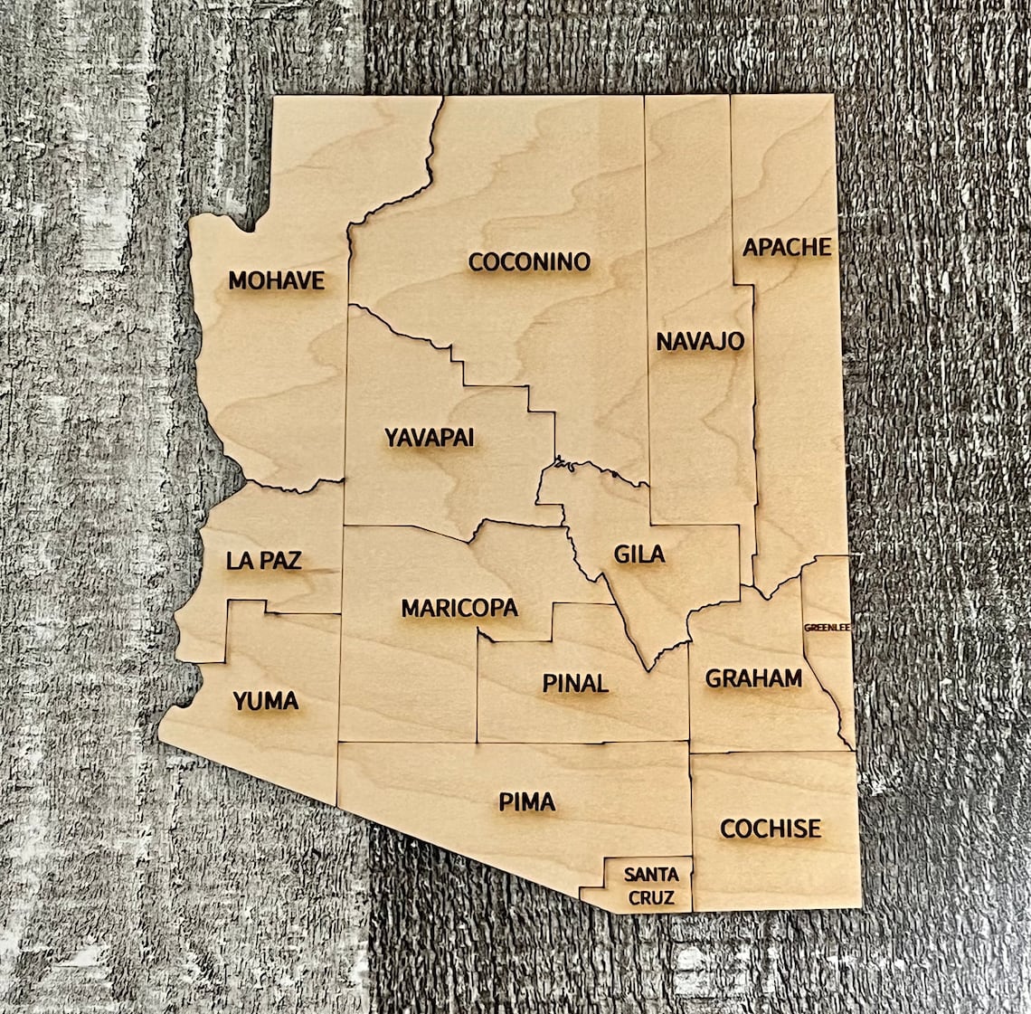 Digital State of Arizona With Counties Map SVG, PDF, DXF, & Eps Puzzle ...