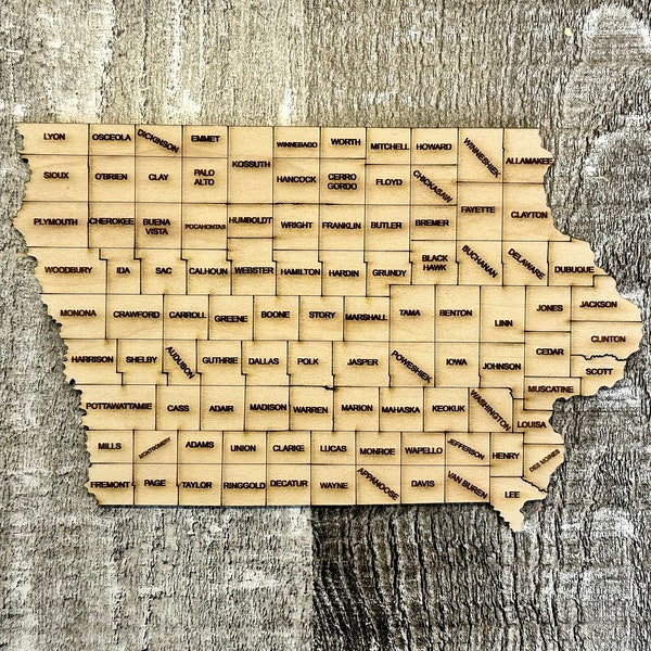 Map of Iowa - Etsy