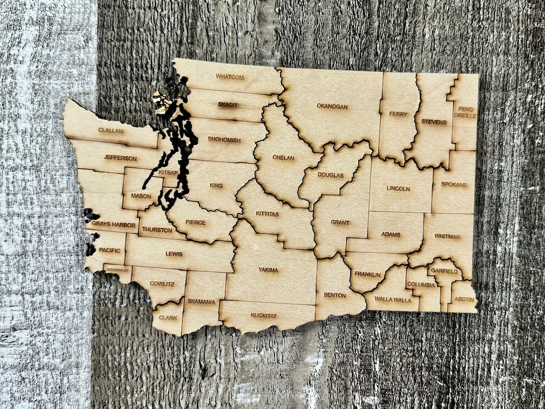 Digital State of Washington With Counties Map, Independent Cities SVG ...