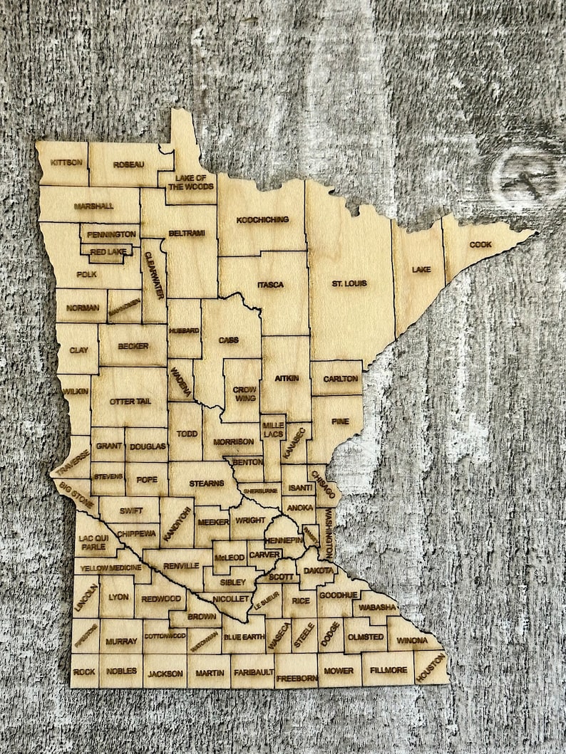 Digital State of Minnesota With Counties Map SVG, PDF, DXF, & Eps ...
