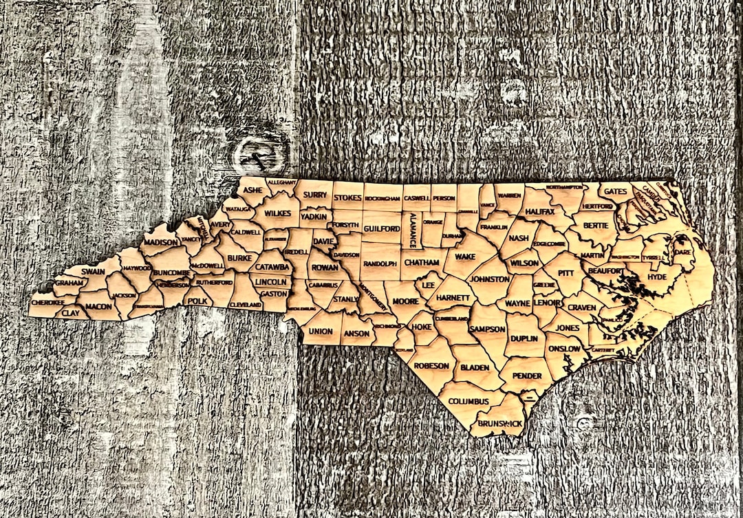 Digital State of North Carolina With Counties Map SVG, PDF, DXF, & Eps ...