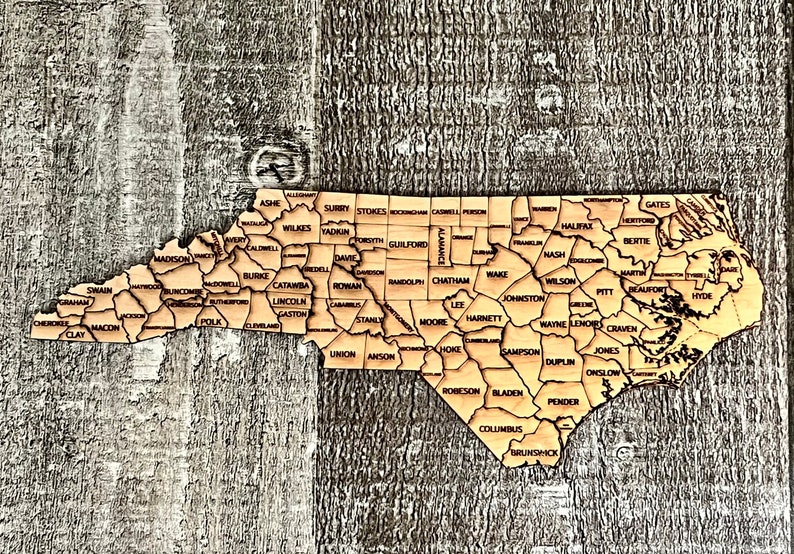 Digital State of North Carolina With Counties Map SVG, PDF, DXF, & Eps ...