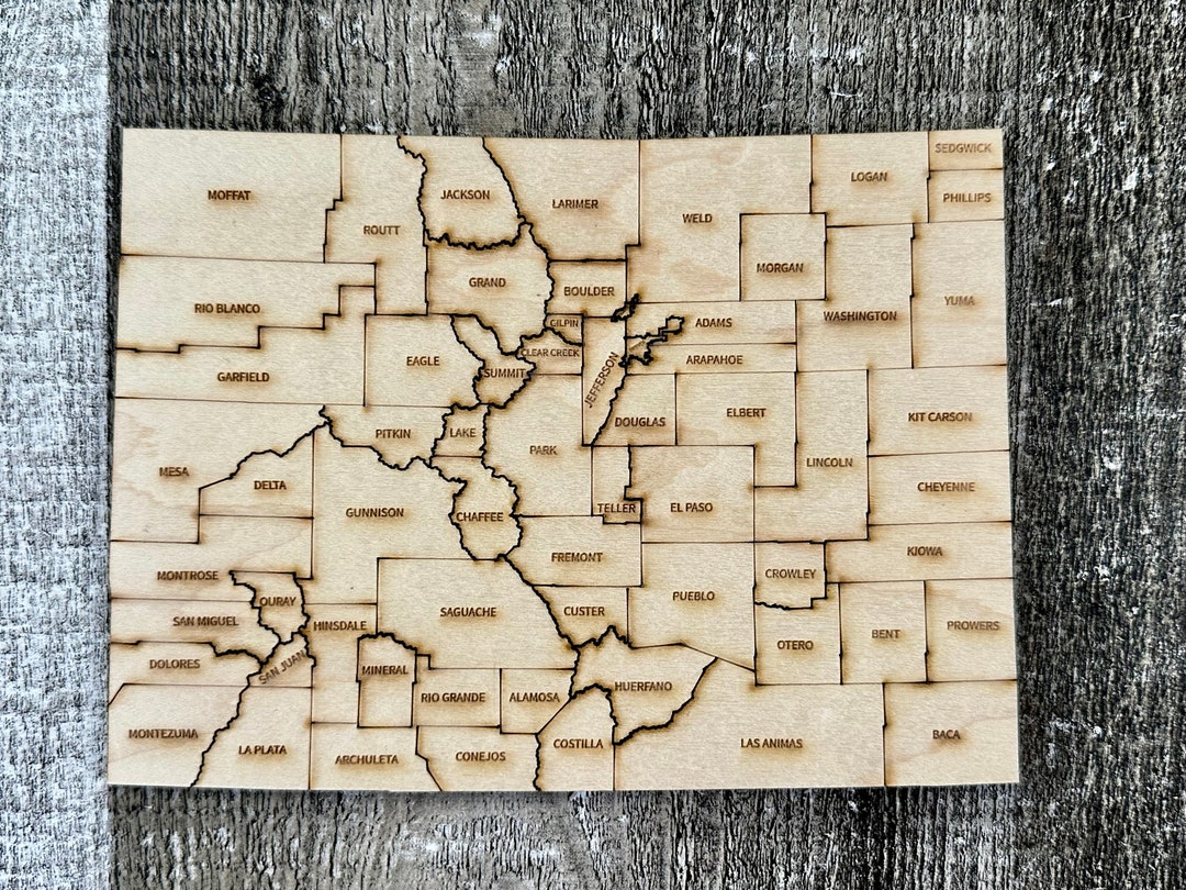 Digital State of Colorado With Counties Map SVG, PDF, DXF, & Eps Puzzle ...