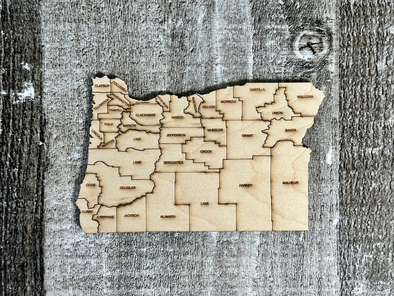Digital State of Oregon With Counties Map SVG, PDF, DXF, & Eps Puzzle ...