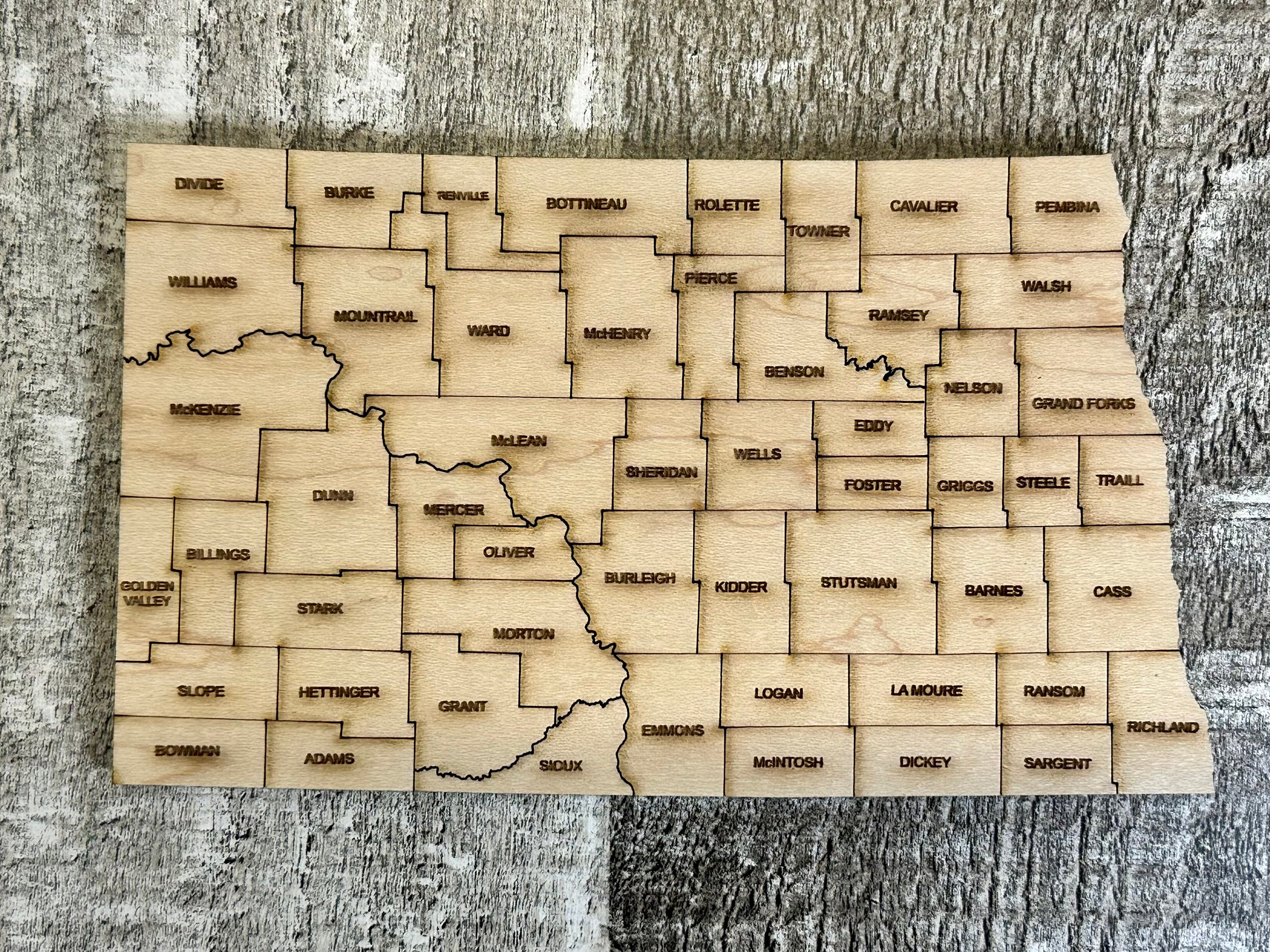 Digital State of North Dakota With Counties Map SVG, PDF, DXF, & Eps ...