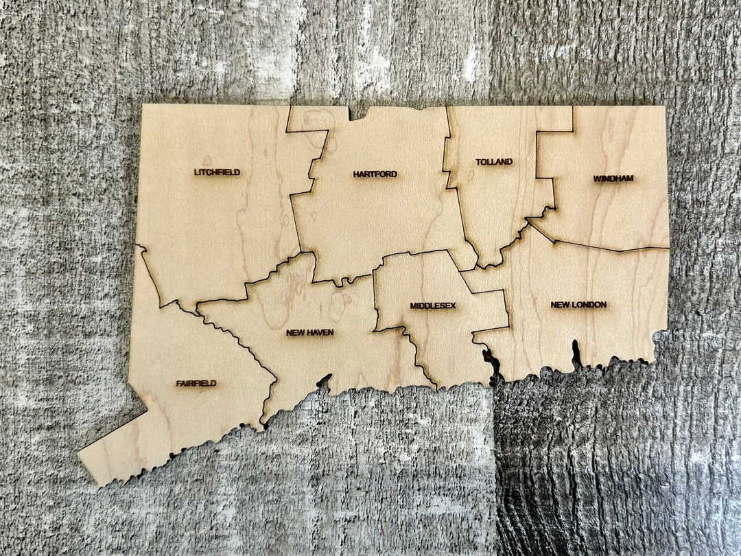 Digital State of Connecticut With Counties Map SVG, PDF, DXF, & Eps ...
