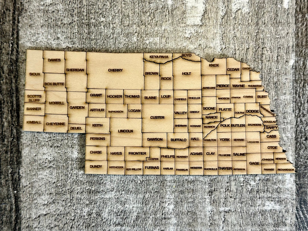 Digital State of Nebraska With Counties Map SVG, PDF, DXF, & Eps Puzzle ...