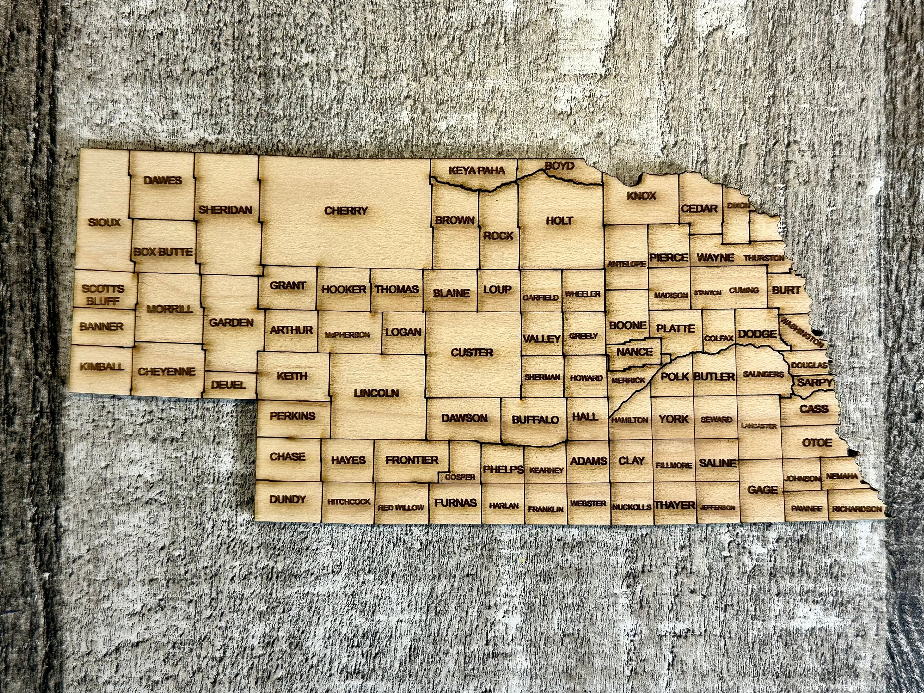 Digital State of Nebraska With Counties Map SVG, PDF, DXF, & Eps Puzzle ...