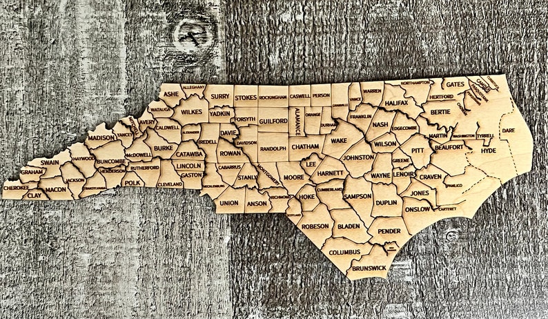 Digital State of North Carolina With Counties Map SVG, PDF, DXF, & Eps ...