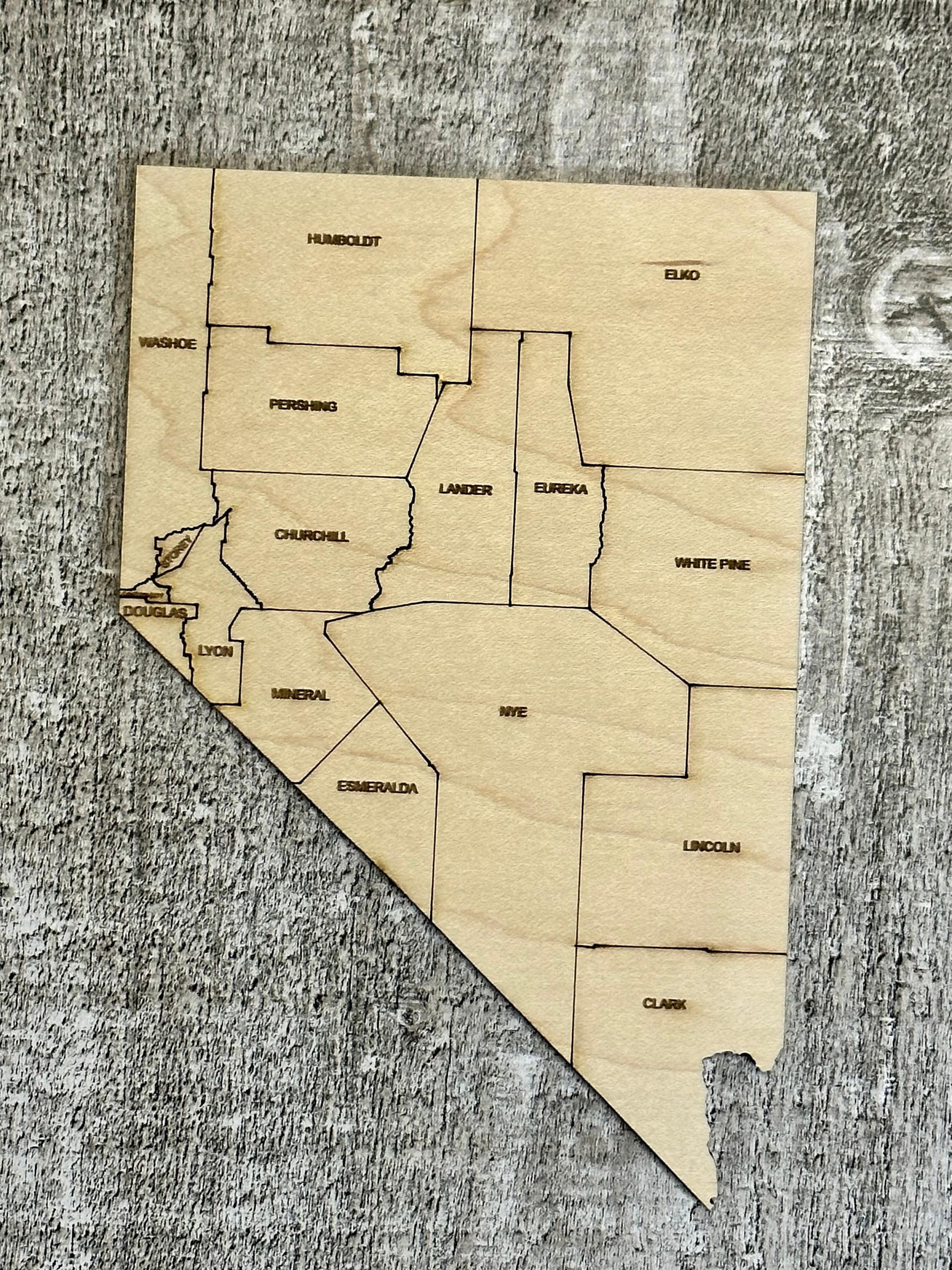 Digital State of Nevada With Counties Map SVG, PDF, DXF, & Eps Puzzle ...
