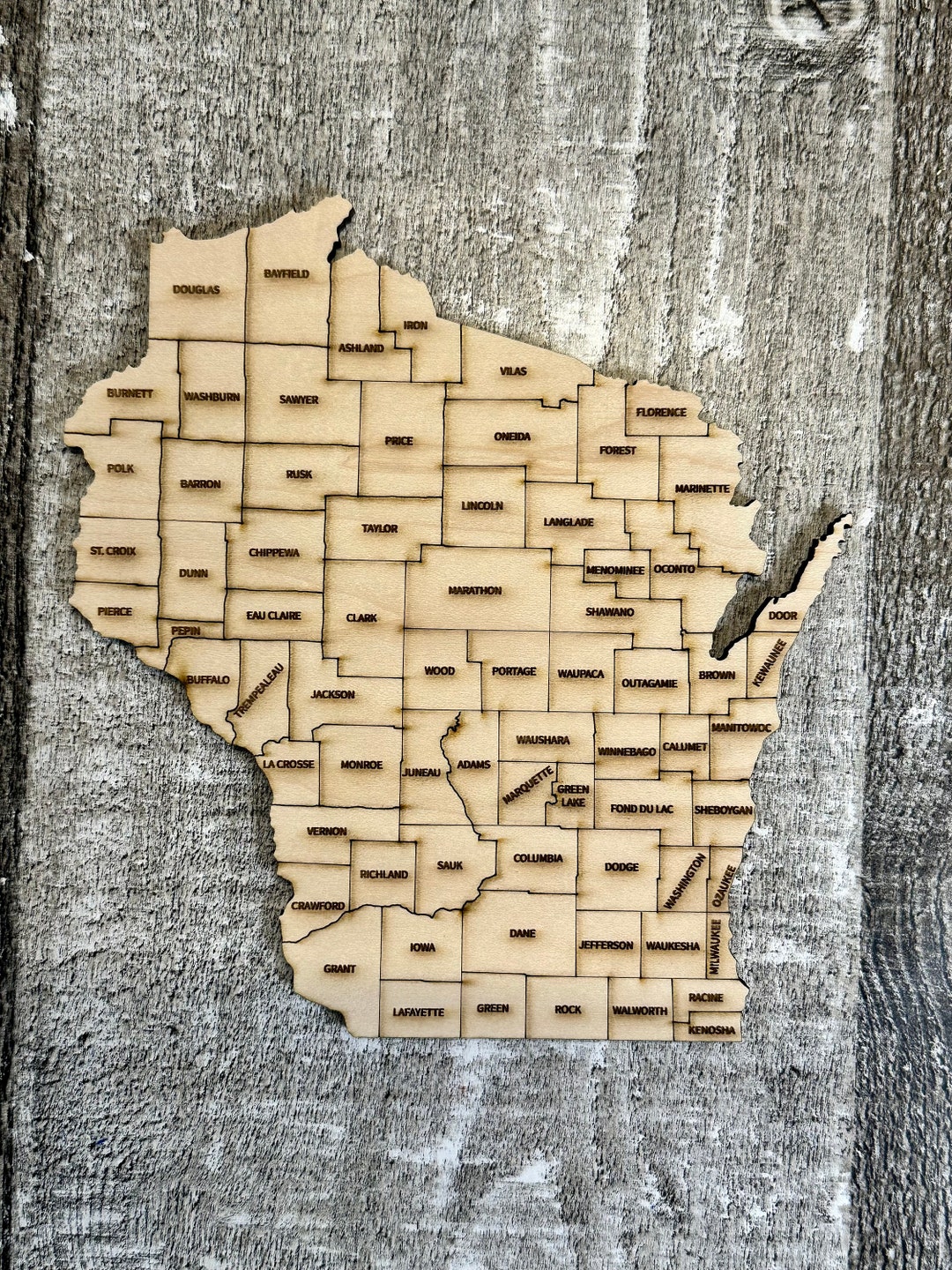 Digital State of Wisconsin With Counties Map SVG, PDF, DXF, & Eps ...