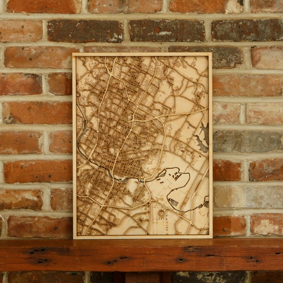 Home Décor Wood Engraved Map 20x30 Laser Cut Wall Map Premium Wood Cut ...