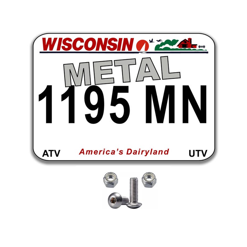 Wisconsin ATV UTV Metal License Plate | DNR Required Registration Plate ...
