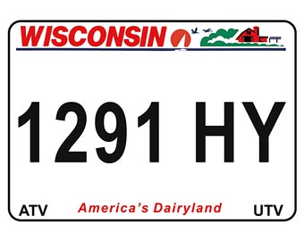 Wisconsin ATV / UTV ENGRAVED Standard License Plates for | Etsy