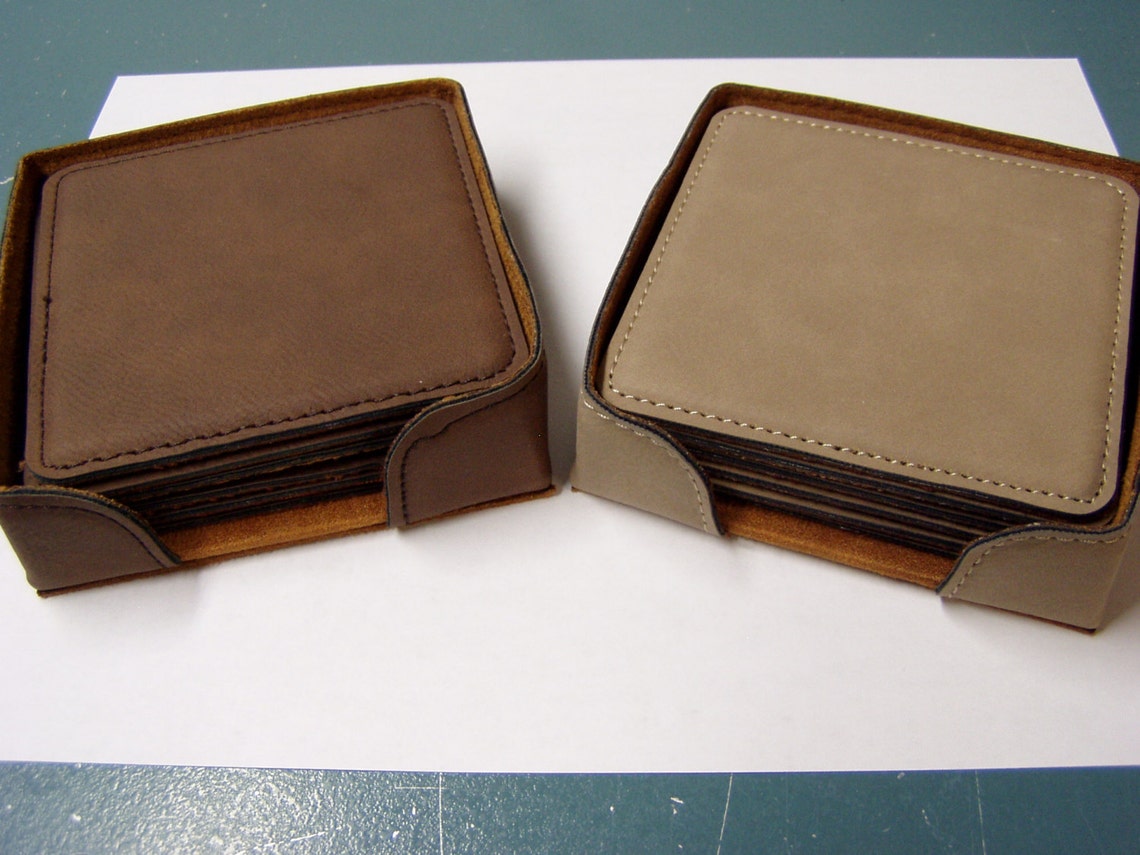Custom Engraved Leather Coasters - Etsy