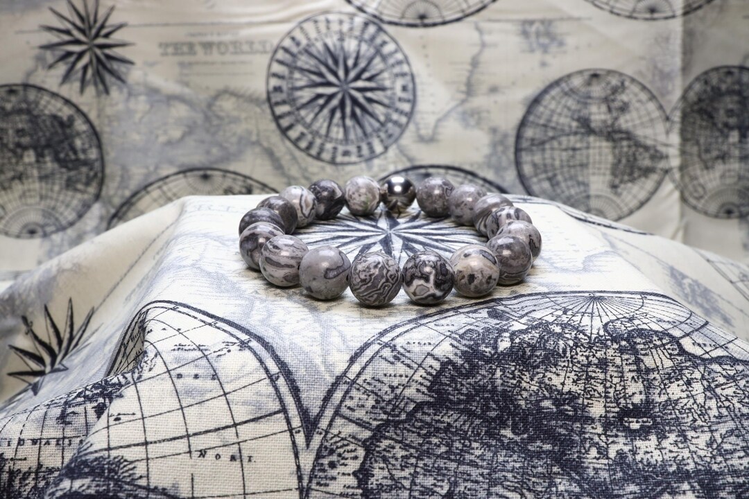 Handmade 10 Mm Natural Map Stone Jasper Gemstone Smooth Round Loose ...