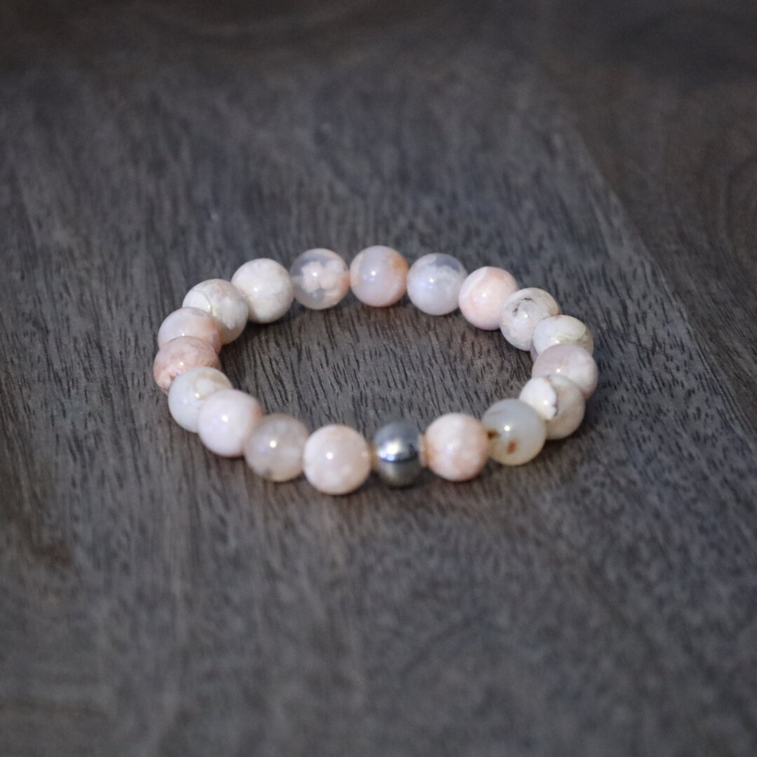 Handmade 10MM Natural Blossom Flowers Agate Natural Gemstone Loose ...