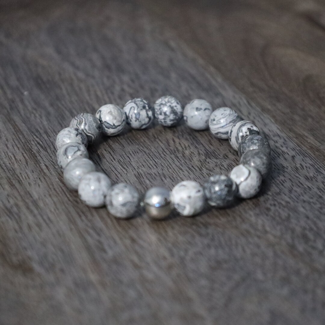 Handmade 10 Mm Natural Map Stone Jasper Gemstone Smooth Round Loose ...