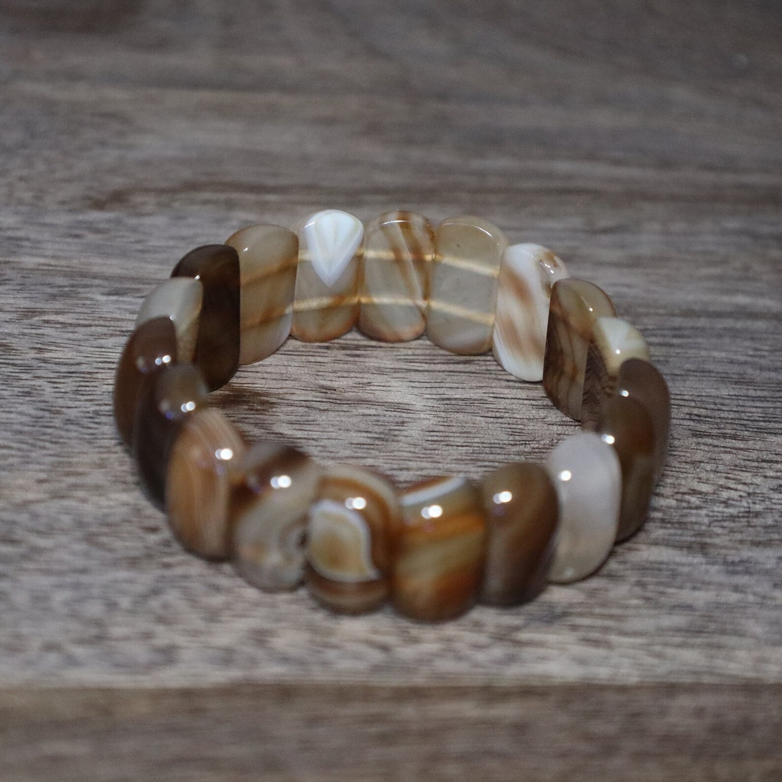 Handmade Light Brown Agate Stone Gemstone Stretch Bracelet - Etsy