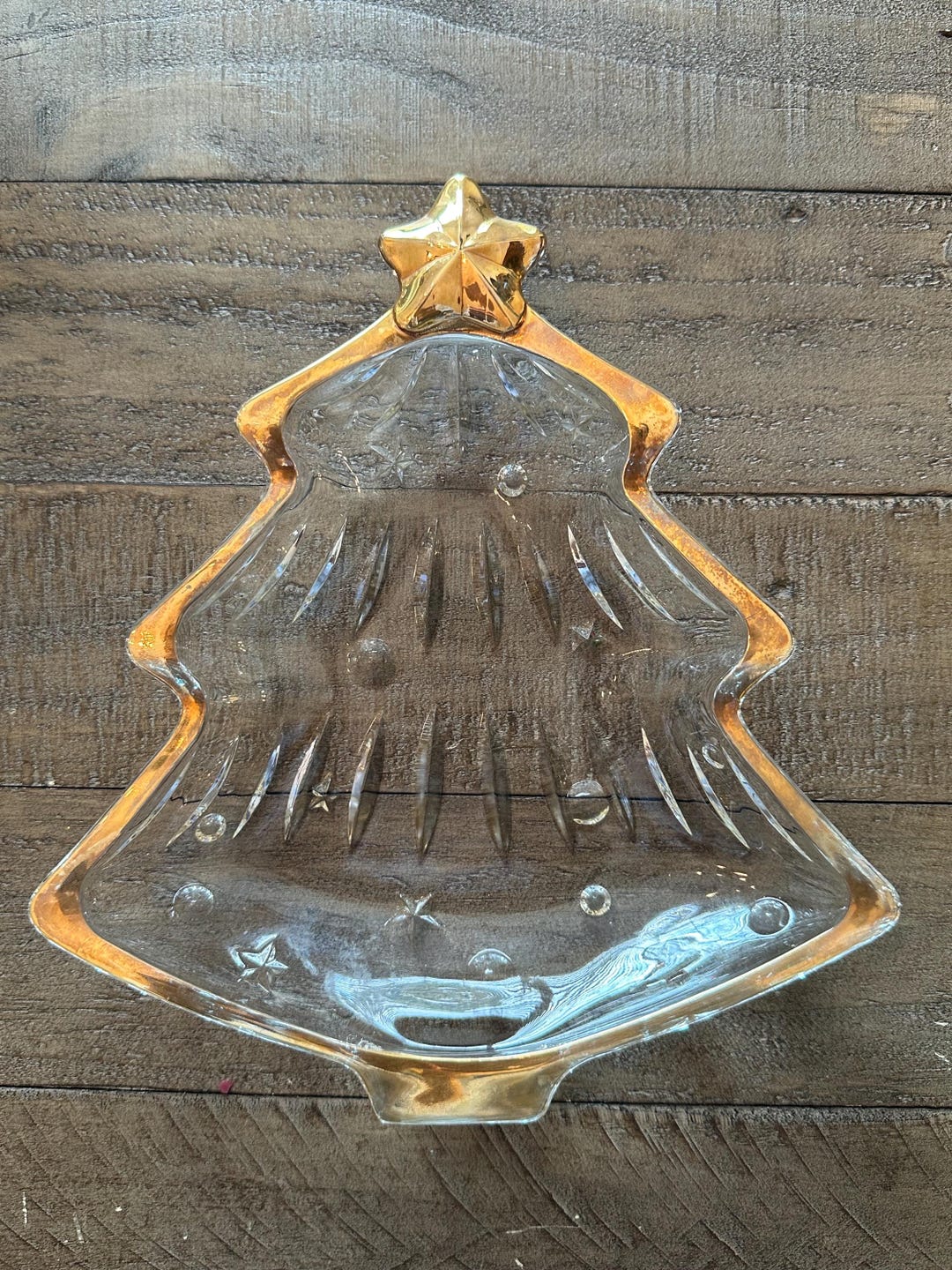 Vintage Studio Nova Decorative Christmas Tree Gold Rimmed Dish in ...