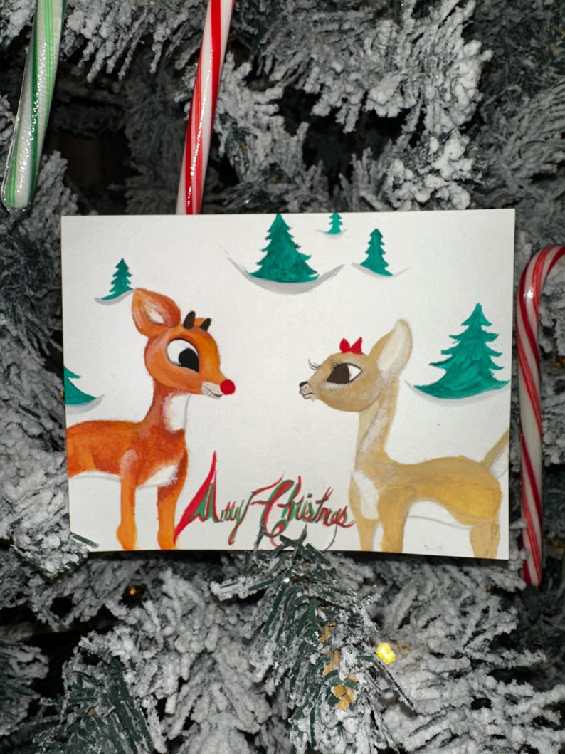Hand Painted Christmas Card – Custom Holiday Greeting Card, Gouache Art ...