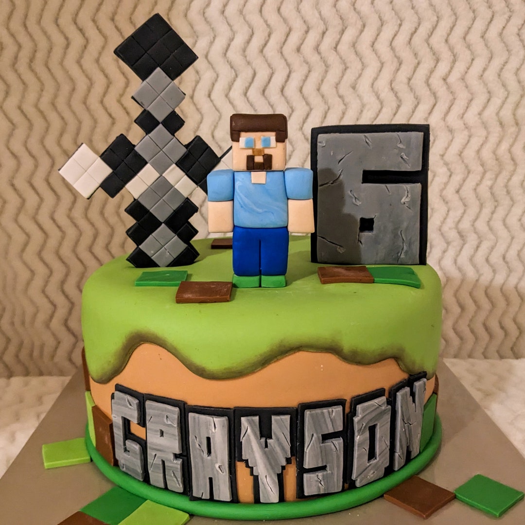 Minecraft 4 Pc Fondant Cake Topper Set - Etsy