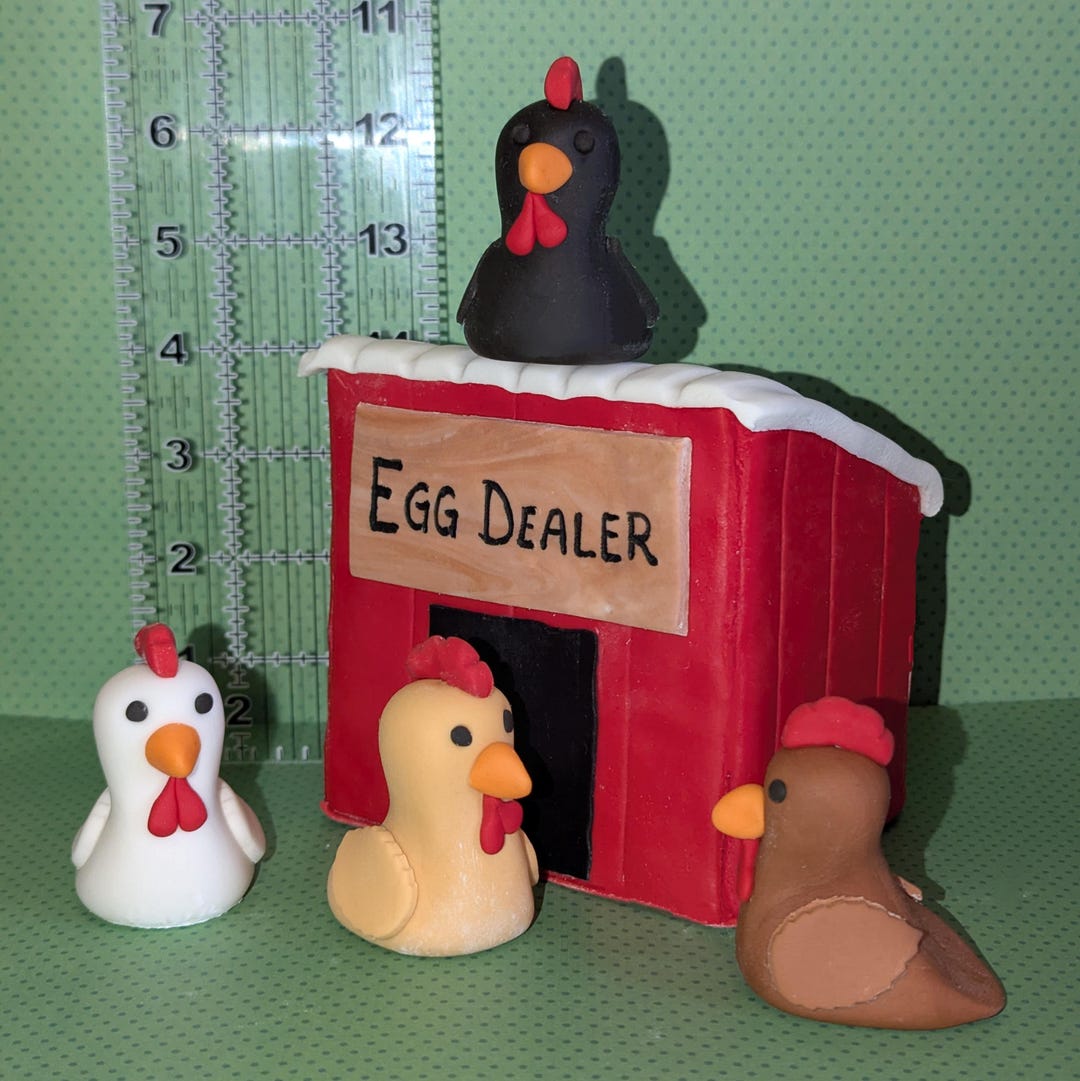 Chicken Coop and 4 Chickens Fondant Cake Toppers - Etsy