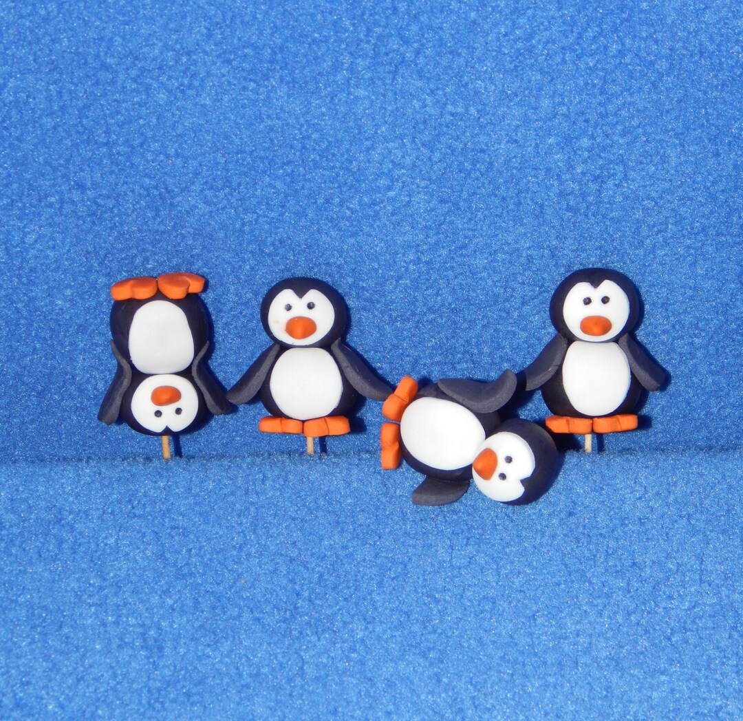 Playful Penguins Fondant Cake Toppers Set of 4 - Etsy