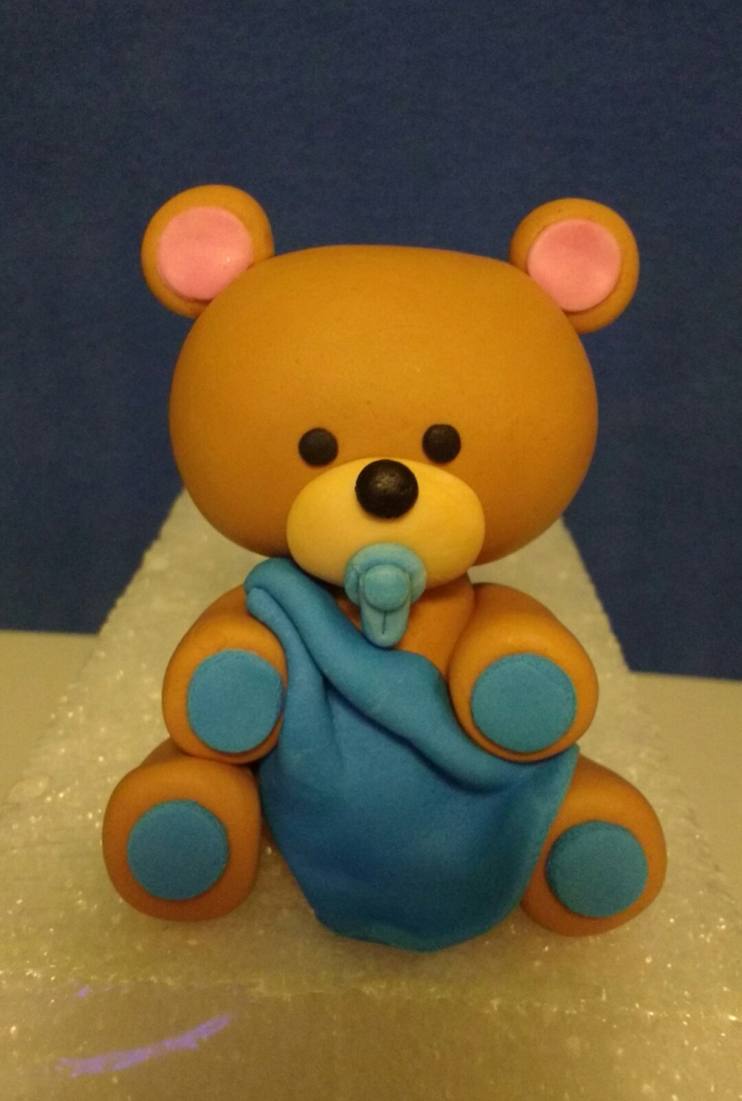 Fondant Teddy Bear With Blanket Cake Topper - Etsy
