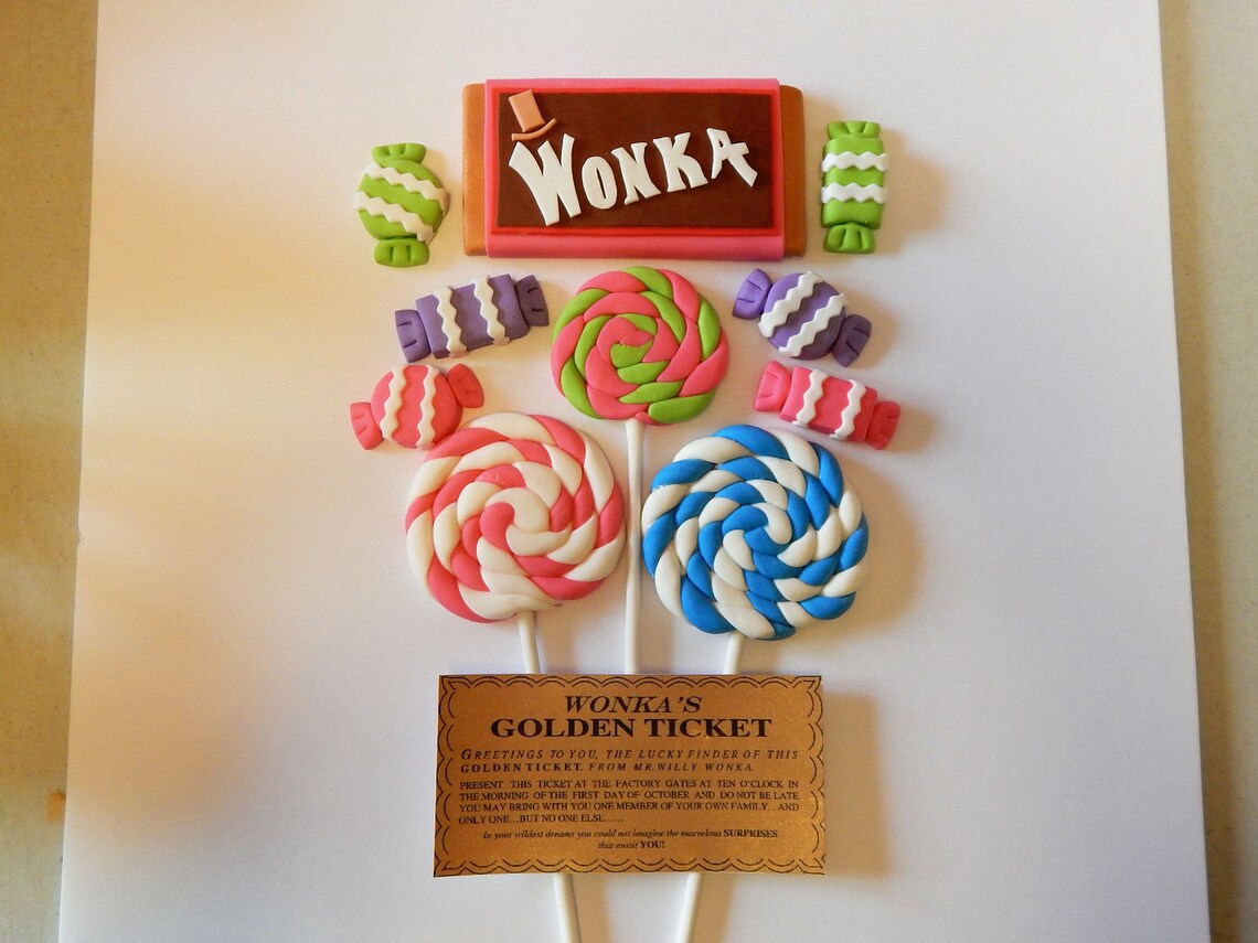 Willy Wonka Inspired Cake Topper Set 11 Pc - Etsy