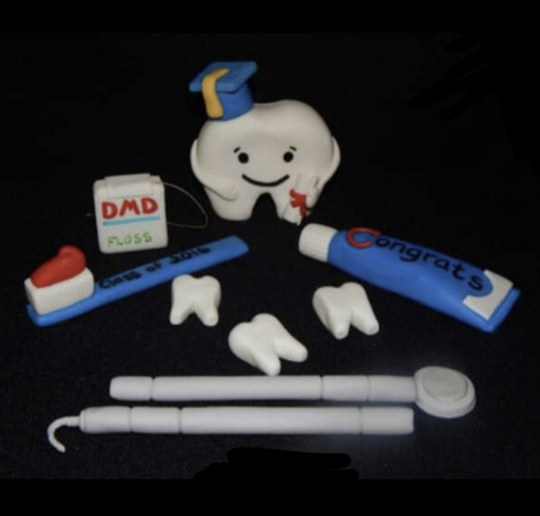 Dentist Dental Graduation Fondant Toppers 9 Pc Set - Etsy