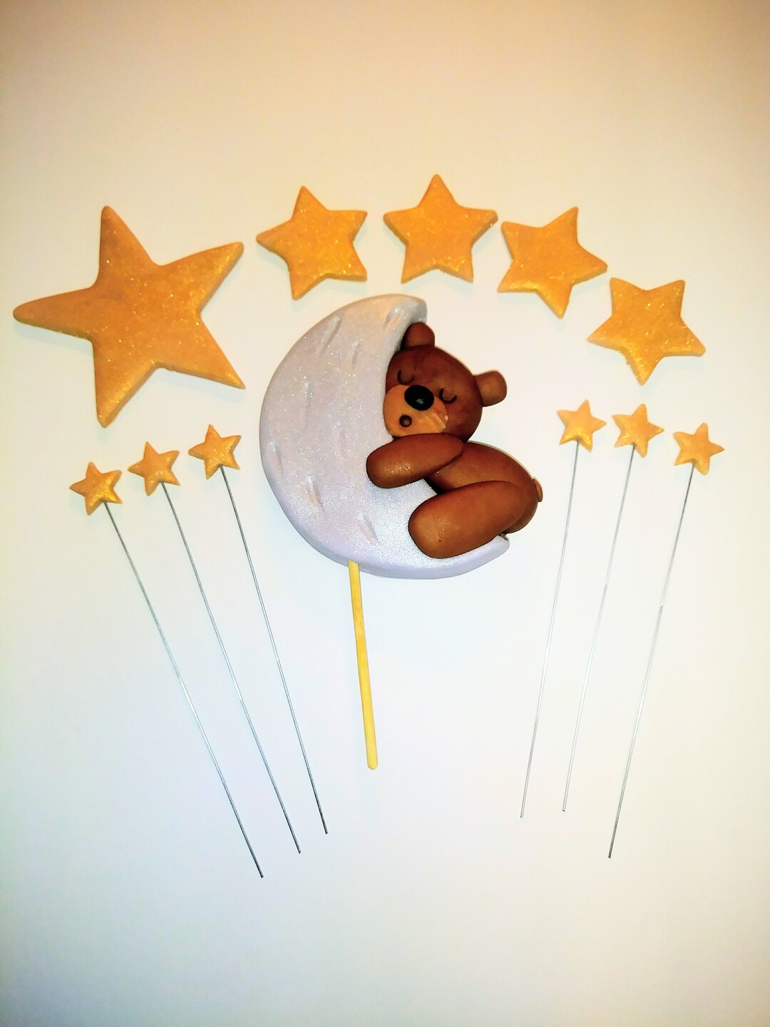Sleepy Bear Moon Stars Fondant Cake Topper - Etsy