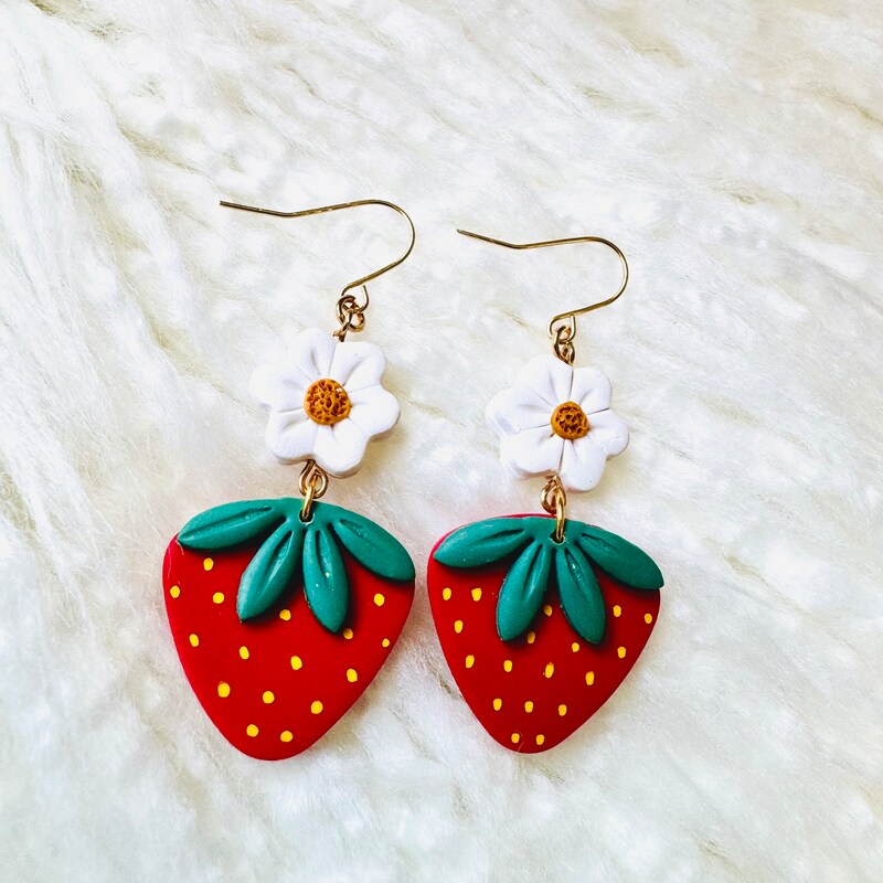 Strawberry Earrings - Etsy