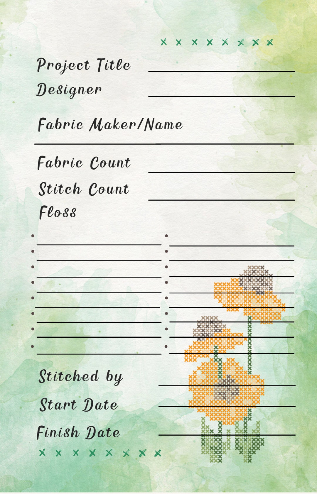 Cross Stitch Project Cards PDF Files - Etsy