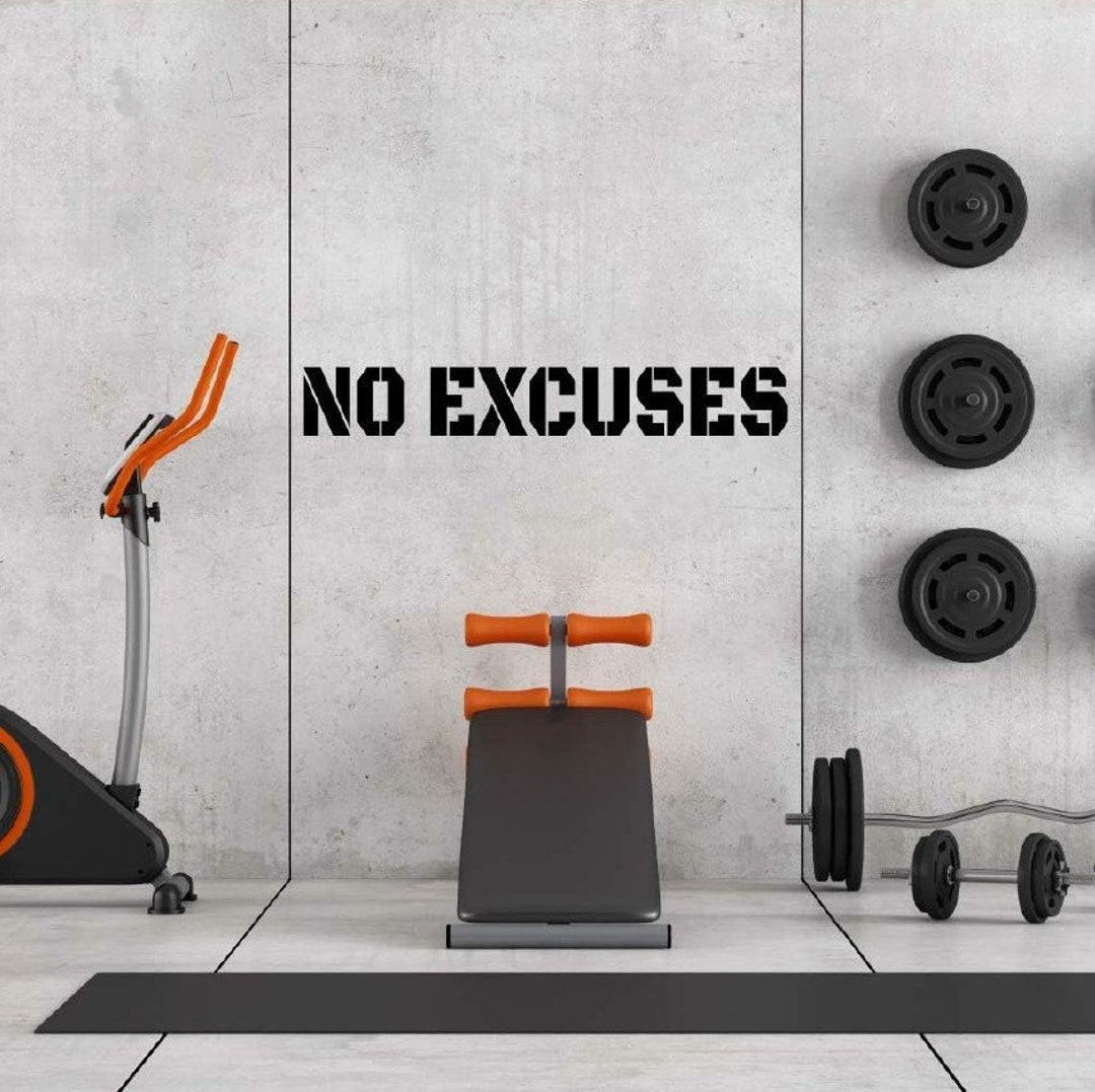 No Excuses WALL LETTERING, Gym Lettering, Funny, Gift Ideas, Vinyl ...