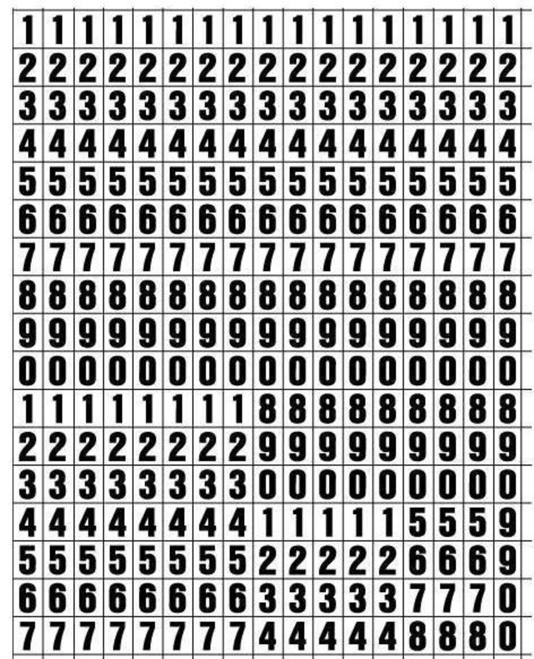 Peel and Stick Letters 1/2" Half Inch NUMBERS ONLY COMBO Black on White ...