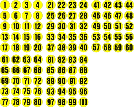 Peel and Stick Letters 2 Inch CONSECUTIVE NUMBERS 1-100 Black - Etsy